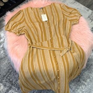 Universal Thread | Dresses | New Mustard Yellow And Tan Belted Dress ...